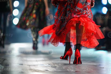 Glamorous Catwalk Models In High Heels At Fashion Show 47905705 Stock
