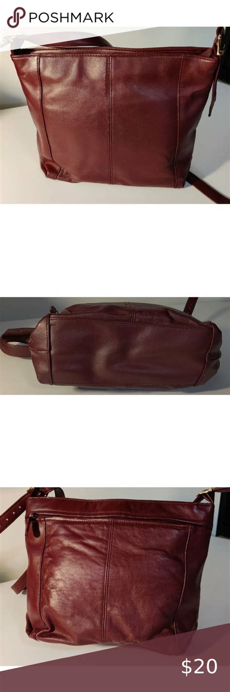 ‘cb Collections Burgundy Shoulder Bag Purse 100 Leather Rebecca