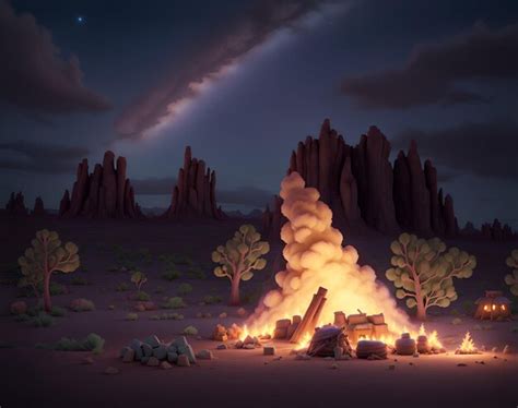 Premium Photo Camping In The Desert At Midnight