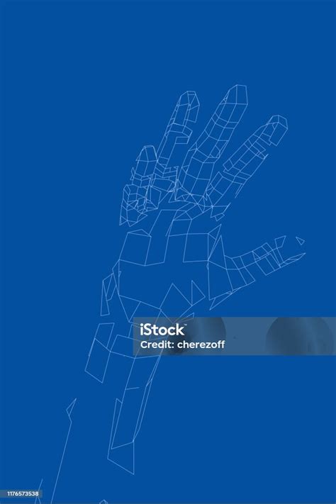 인간의 손 벡터의 윤곽을 잡아보입니다 와이어 프레임 스타일 3차원 형태에 대한 스톡 벡터 아트 및 기타 이미지 3차원 형태 기하 도형 디자인 Istock