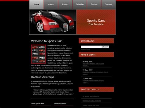 Free Htmlcss Template Sports Cars Free Html Templates Free Css