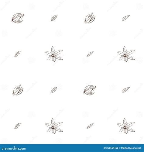 Seamless Pattern With Outlined Hand Drawind Geometrical Blossoming