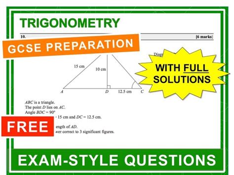 Gcse 9 1 Exam Question Practice Trigonometry Teaching Resources