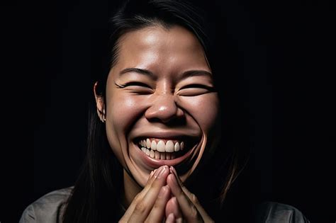 Premium Ai Image A Woman Smiling While Praying With Her Hands Clasped