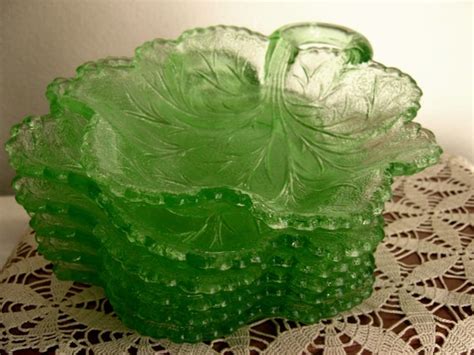 Vintage Salad Plates Green Depression Glass