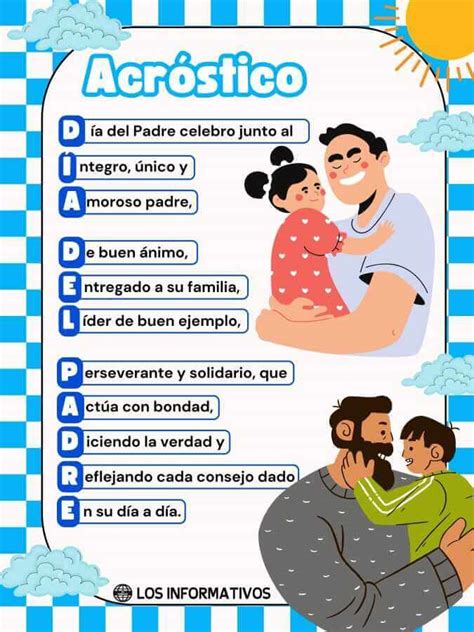 Acróstico con la palabra Padre Feliz día del padre