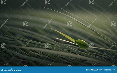 A Green Plant With Long Thin Grass In The Foreground Generative Ai