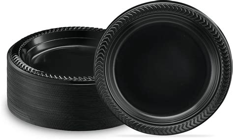 Ecoquality Disposable 6 Inch Round Black Plastic Plates