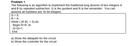 Solved The Following Is An Algorithm To Implement The Chegg
