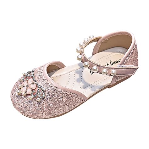 Hcntes Flower Girl Ballet Flats Pearls Bow Ballerina Mary Jane Princess