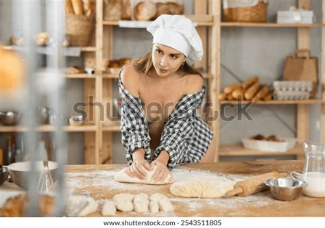 Naked Sexy Woman Baker Kneading Raw Stock Photo 2543511805 Shutterstock