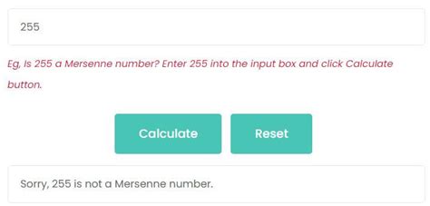 Mersenne Number And Mersenne Prime Calculator Mathbz