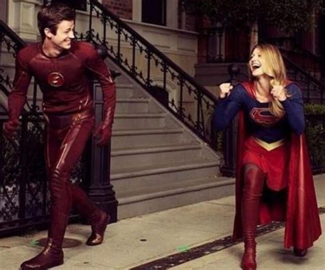 The Flashsupergirl Crossover Grant Gustin Shares More Set Photos