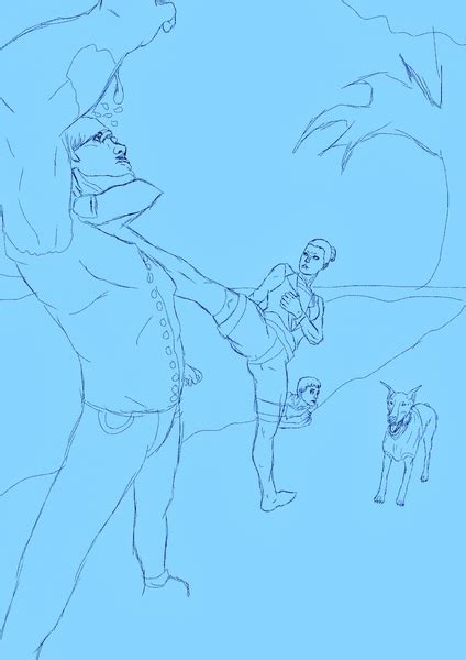 Semi Realistic Sketch Four Char Bg Artistsandclients