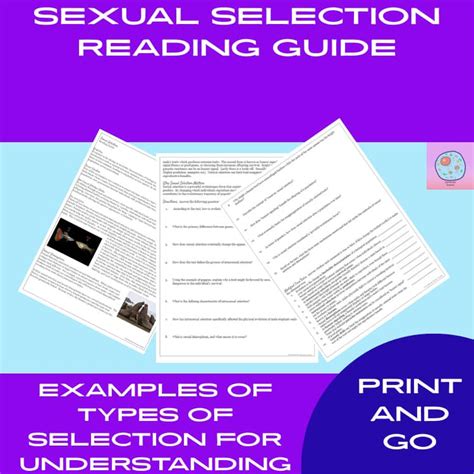Sexual Selection Biology Reading Activity Guide With Answer Key For