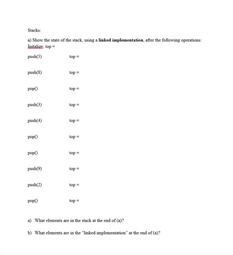 Solved Stacks A Show The State Of The Stack Using A