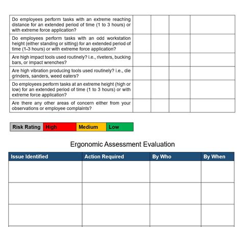 Ergonomic Assessment Checklist And Evaluation For Workplace Safety