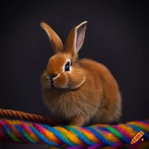 Fluffy Bunny Playful Tangled In Colorful Ropes On Craiyon