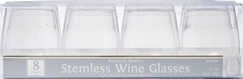 Plastic Stemless Wine Glasses Birthdays Showers More Clear 12 Oz