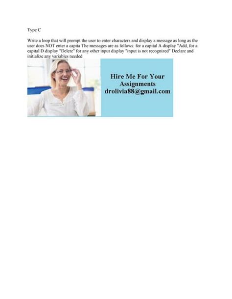 Type C Write A Loop That Will Prompt The User To Enter Characters Andpdf Technology And Computing