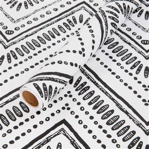 Papier peint OUTAD Autocollant géométrique Noir et blanc x cm Facile à installer