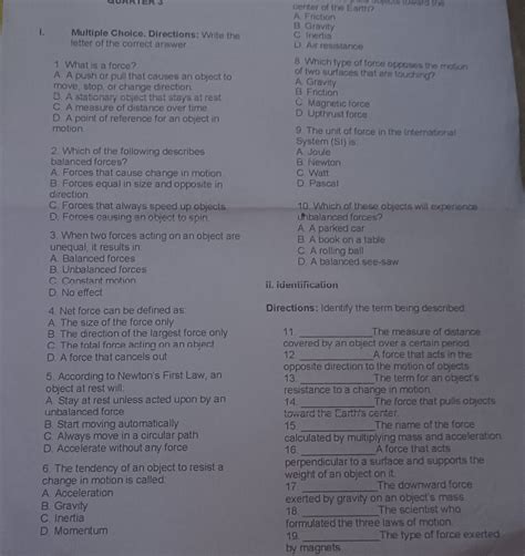 I Multiple Choice Directions Write The Studyx
