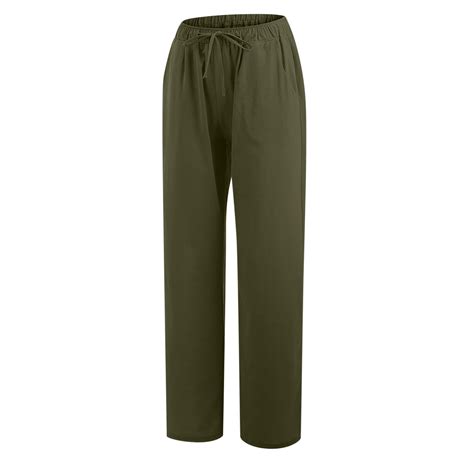 Wide Leg Pants For Women Lightweight Cotton Linen Drawstring Waist