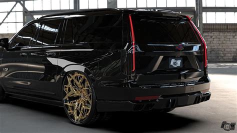 Slammed Cadillac Escalade V On 24K Gold Wheels Would Be A Huge Luxury