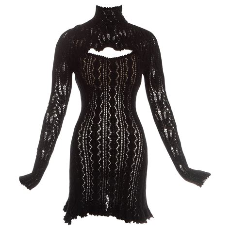Vivienne Westwood Black Crochet Knit Corseted Mini Dress With Cut Out Fw 1993 At 1stdibs