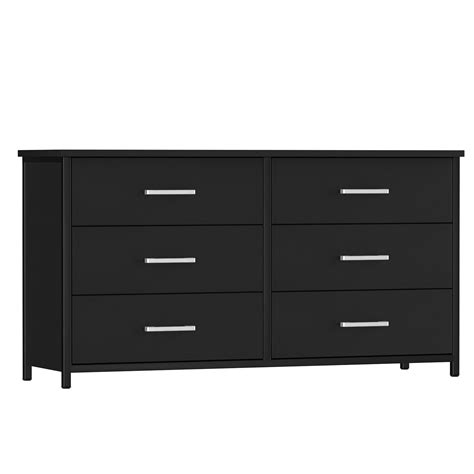 Ikeno 6 Drawer Double Dresser Industrial Wood Dresser For Bedroom