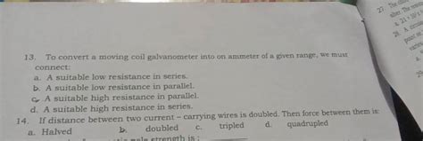 If Distance Between Two Current Carrying Wires Is Doubled Then Force B