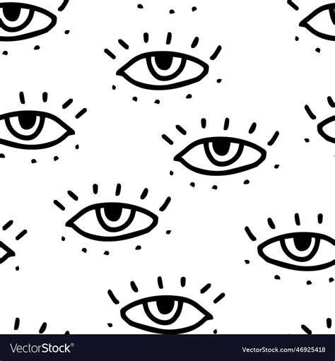 Open Eyes With Eyelashes Seamless Pattern Black Vector Image