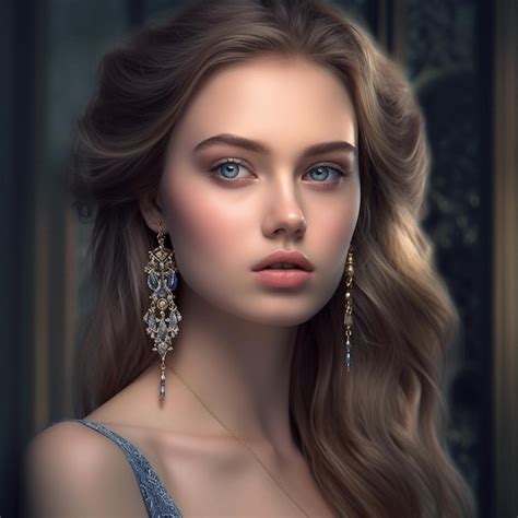 Premium Photo A Model With Long Hair And A Blue Eyes And A Blue Dress