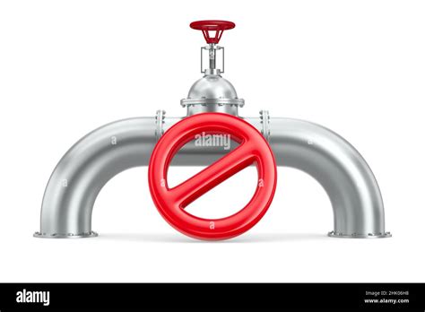 pipeline and sign forbidden on white background isolated 3d