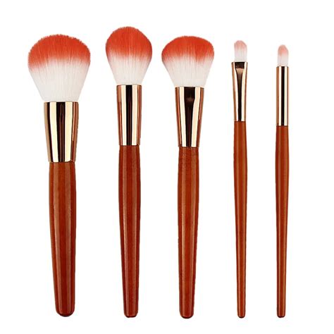 5pcsset Imitation Mahogany Handle Makeup Brushes Eyeshadow Make Up