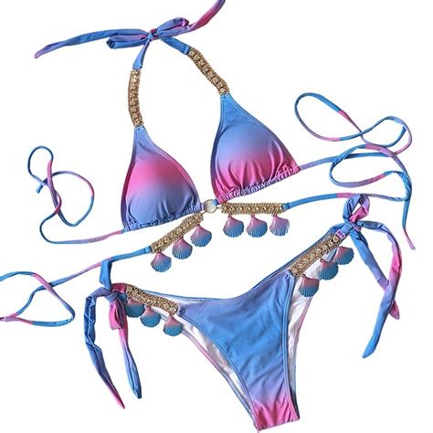Gradient Luxury Crystal Diamond Bikini Set Swimwear Power Day Sale