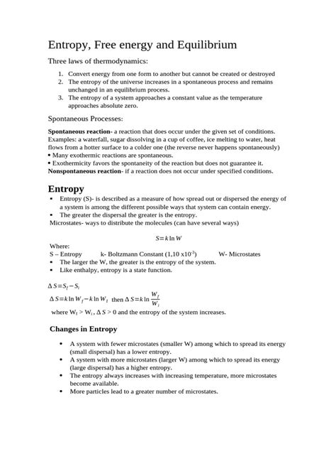 Entropy Chemistry Pdf