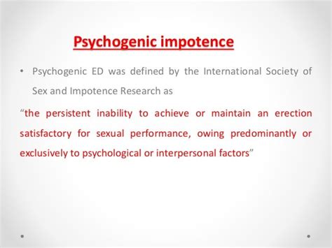 Psychogenic Impotence Assessment And Approach