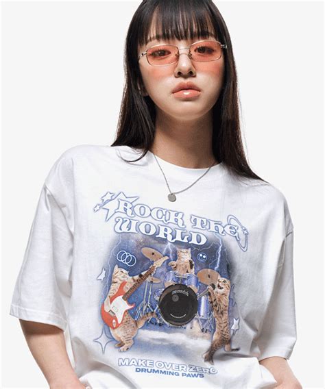 [2color] 락냥이 디지털 오버핏 반팔티셔츠 에이블리