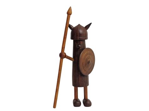 Scandinavian Teak Wood Viking Doll Mid Century Modern Gonk Figurine