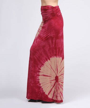 Cottyon Burgundy Tie Dye Shirred Convertible Maxi Skirt Zulily Tie