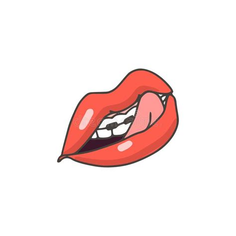 Woman`s Mouth With Red Lipstick Stock Vector Illustration Of Lady