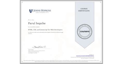 Parul Bopche On Linkedin Webdevelopment Html Css Javascript Coursera Continuouslearning