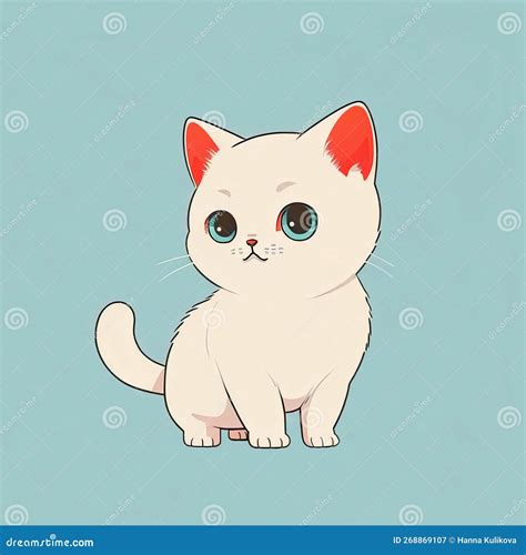 Lindo Gatito Blanco Con Grandes Ojos Azules Personaje De Dibujos