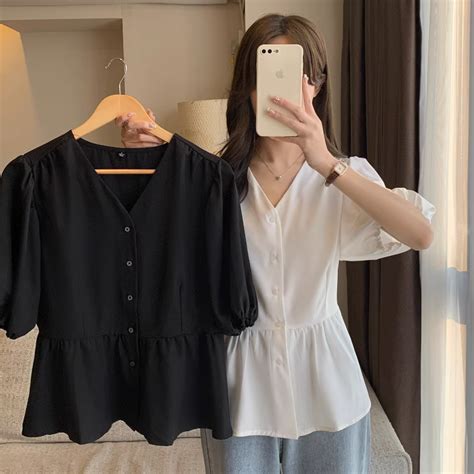 Plus Size V Neck Peplum Top Pluspreorder