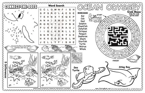 Ocean Odyssey Colorable Placemat 11 X 17