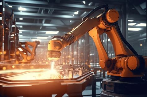 Premium Ai Image Automated Robot Arm Assembly Line