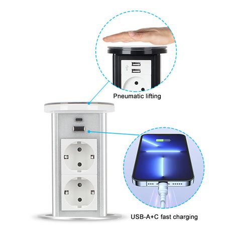 Oem Odm Recessed Tabletop Pop Up Socket With 2 Ac Outlets And Usb Ports Concealed Power Socket