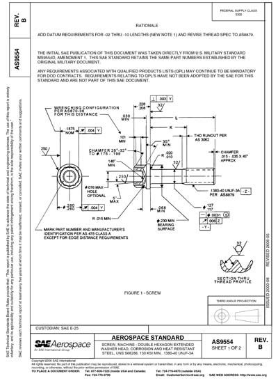 Sae As 9554b 2006 Sae As9554b 2006 Screw Machine Double Hexagon