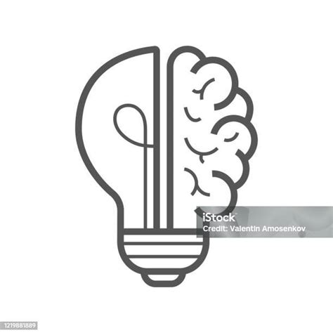 두뇌 아이디어 아이콘입니다 뇌 벡터 라이너 아이콘 아이디어 개념전구 편집 가능한 스트로크입니다 Eps 10 전구에 대한 스톡